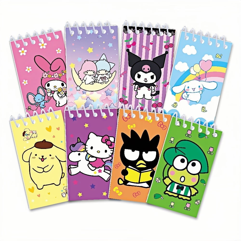 10 Pcs Sanrio Family Kuromi HelloKitty Anime Cartoon Spiral Notebook ...