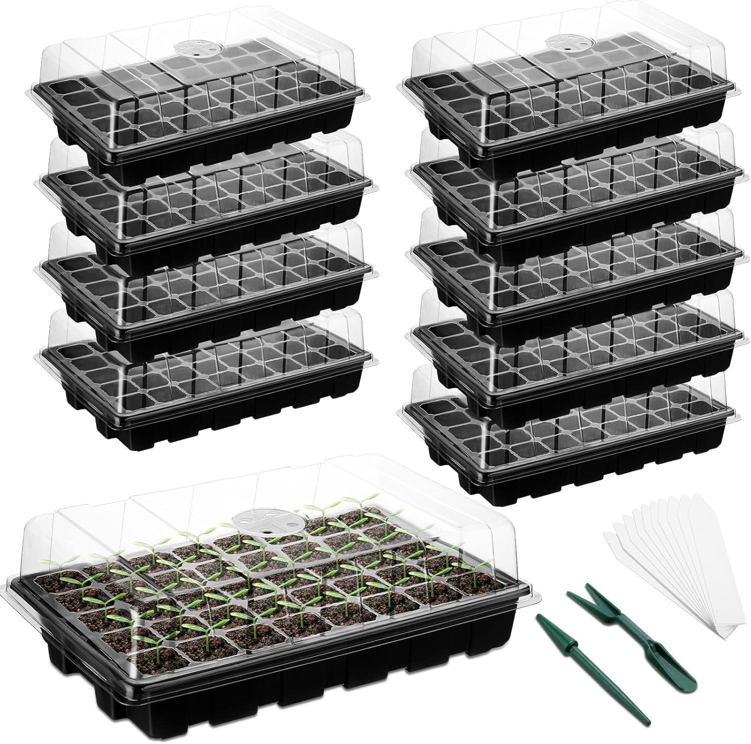 10 Pcs Seed Starter Tray 40 Cells Seed Starter Kit with Humidity Dome ...