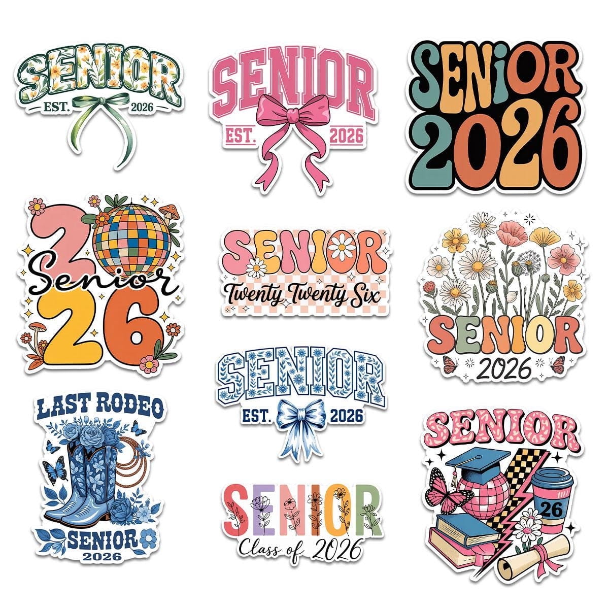10 Pcs Senior 2026 Stickers | Class of 2026 Vinyl Decal Pack of 10 ...