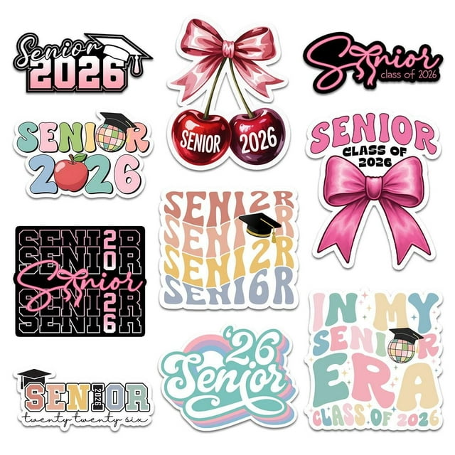 10 Pcs Senior 2026 Stickers – Graduation, Class of 2026, Pastel Senior ...