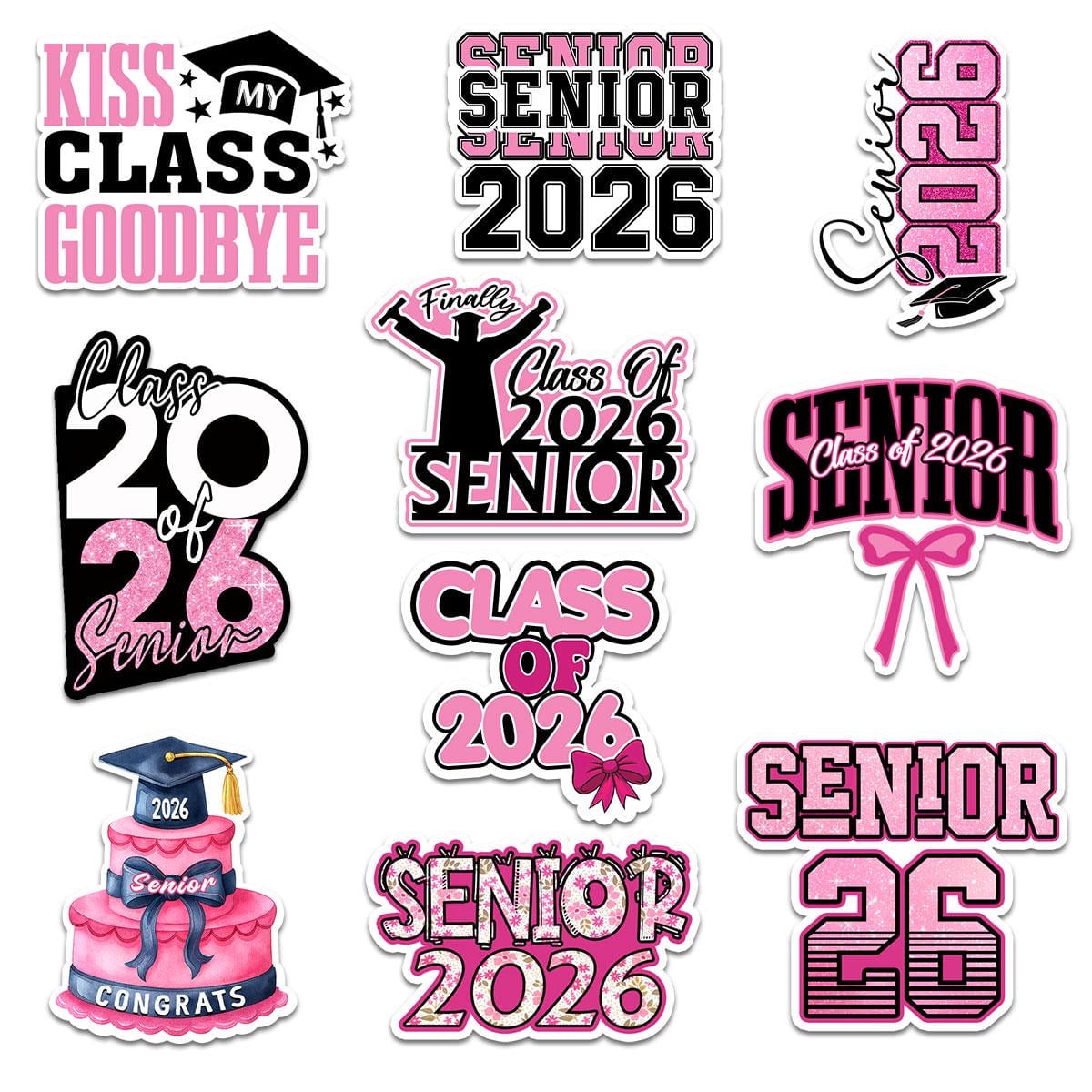 10 Pcs Senior Class of 2026 Sticker Pack – Vinyl Stickers, Graduation ...