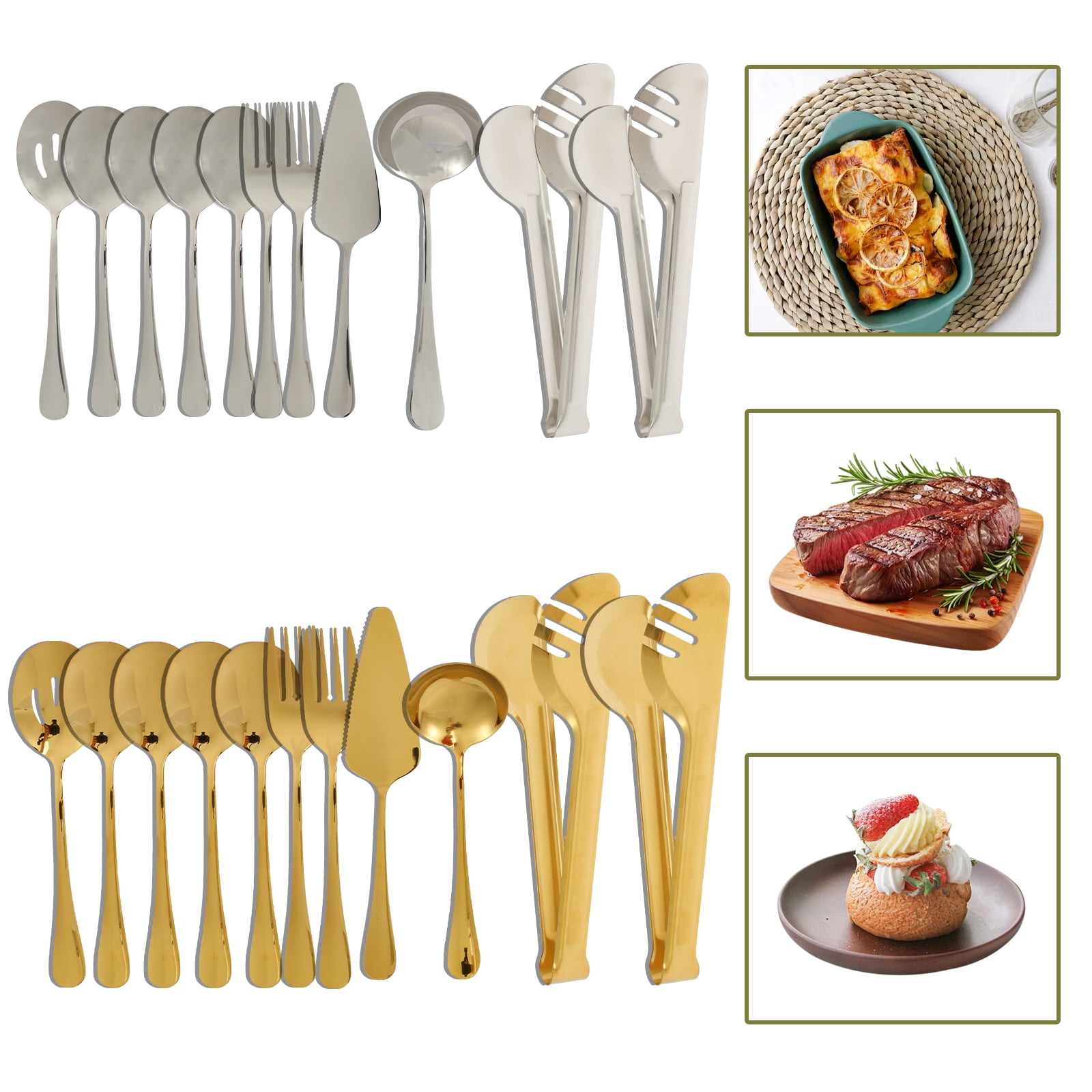 10 Pcs Serving Utensils Set - Stainless Steel Stunning Mirror-Finish ...