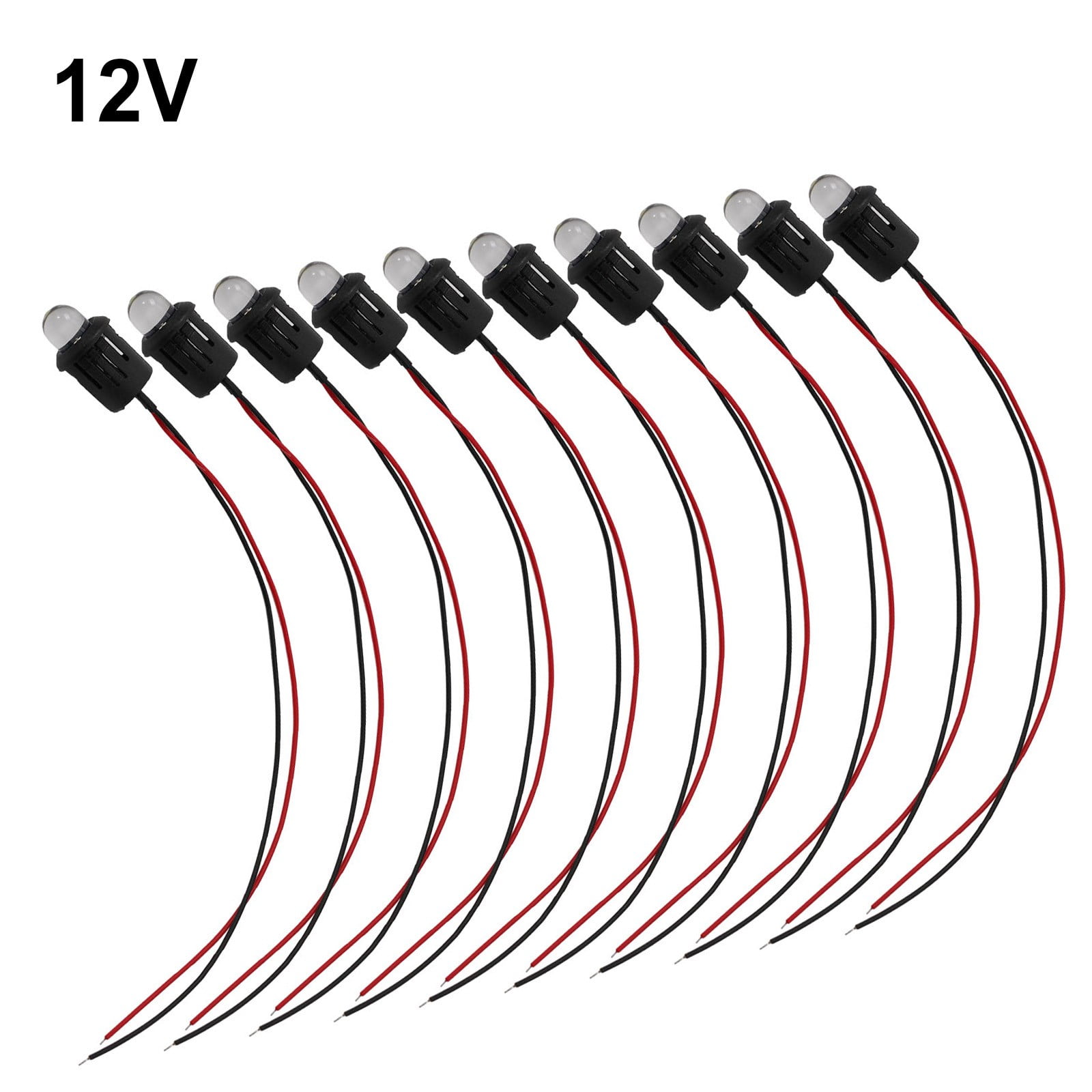 10 Pcs/Set 12V 10mm Pre-Wired Constant LED For Ultra Clear Bulb Cable ...