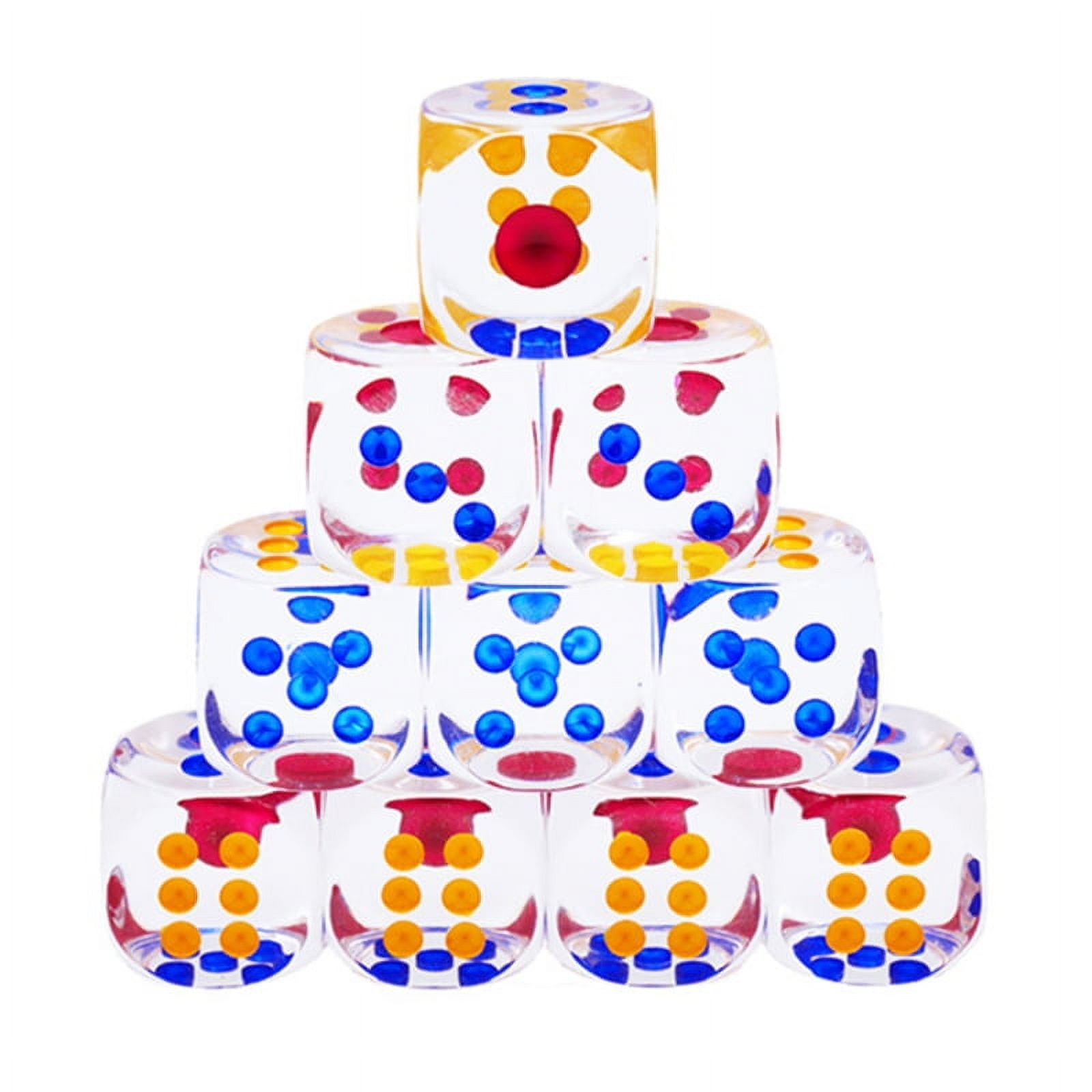 10 Pcs/Set 6 Sided Number Transparent Acrylic Dice Party Family DIY Games Engraving Educational ...