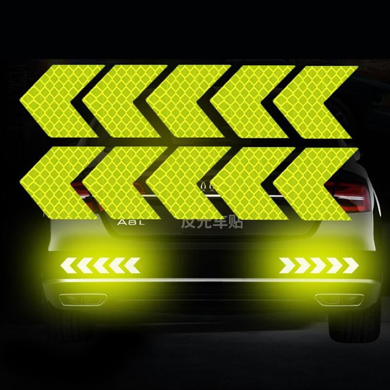 10 Pcs/Set Car Reflective Sticker Arrow Sign Tape Warning Safety ...