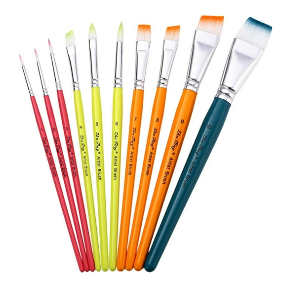 10 Pcs/Set Flat Body Paint Brushes Set Multifunctional Nylon Hair ...