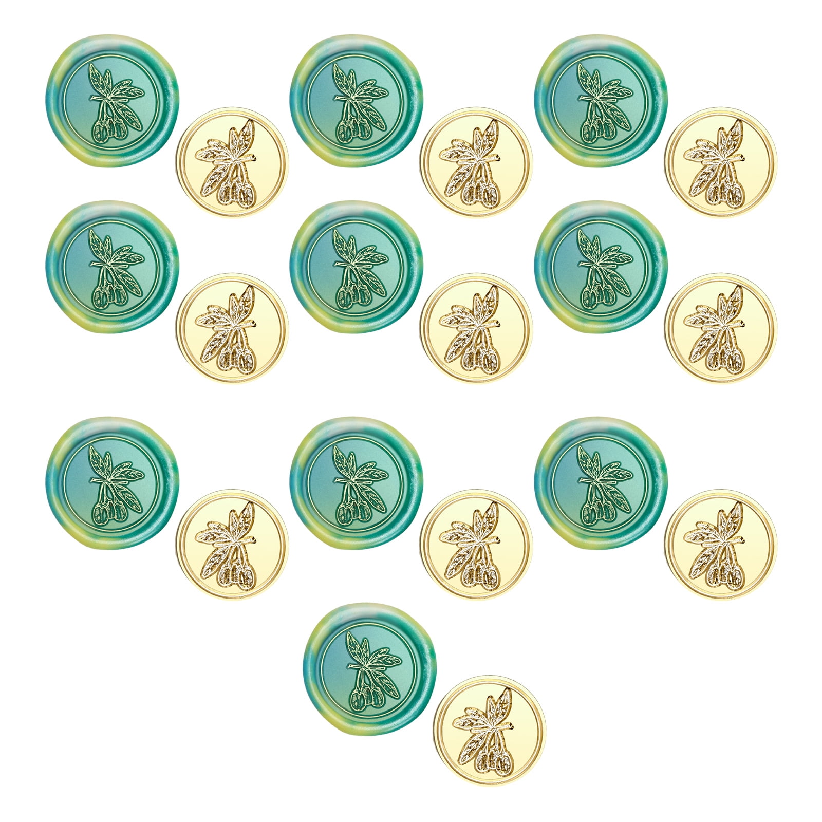 10 Pcs/Set Plant Series Sealing Waxed Stamp Brass Head Waxed Seal Stamp ...