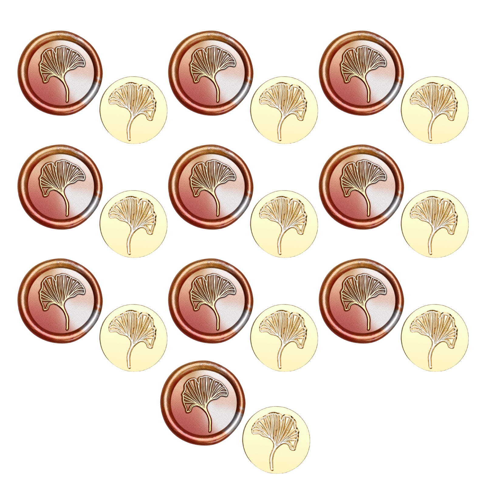 10 Pcs/Set Plant Series Sealing Waxed Stamp Brass Head Waxed Seal Stamp ...