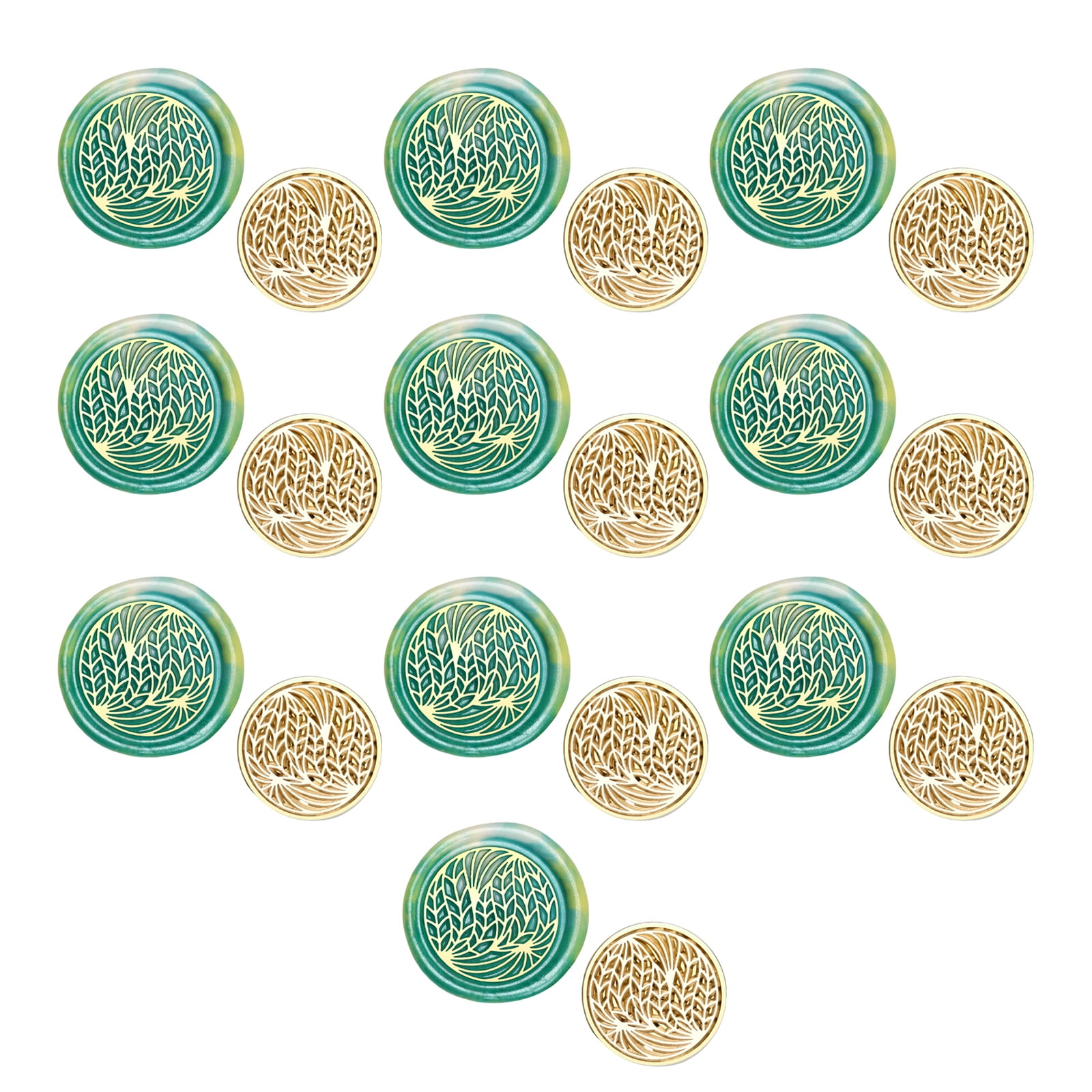 10 Pcs/Set Plant Series Sealing Waxed Stamp Brass Head Waxed Seal Stamp ...