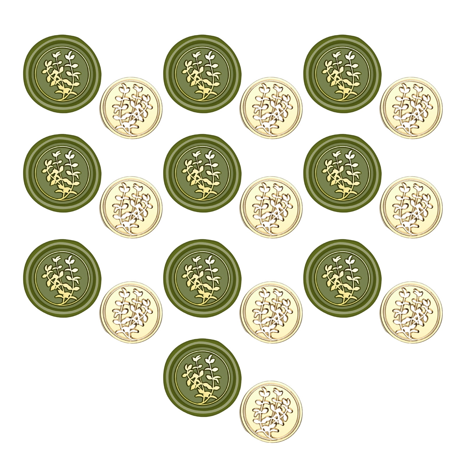 10 Pcs/Set Plant Series Sealing Waxed Stamp Brass Head Waxed Seal Stamp ...