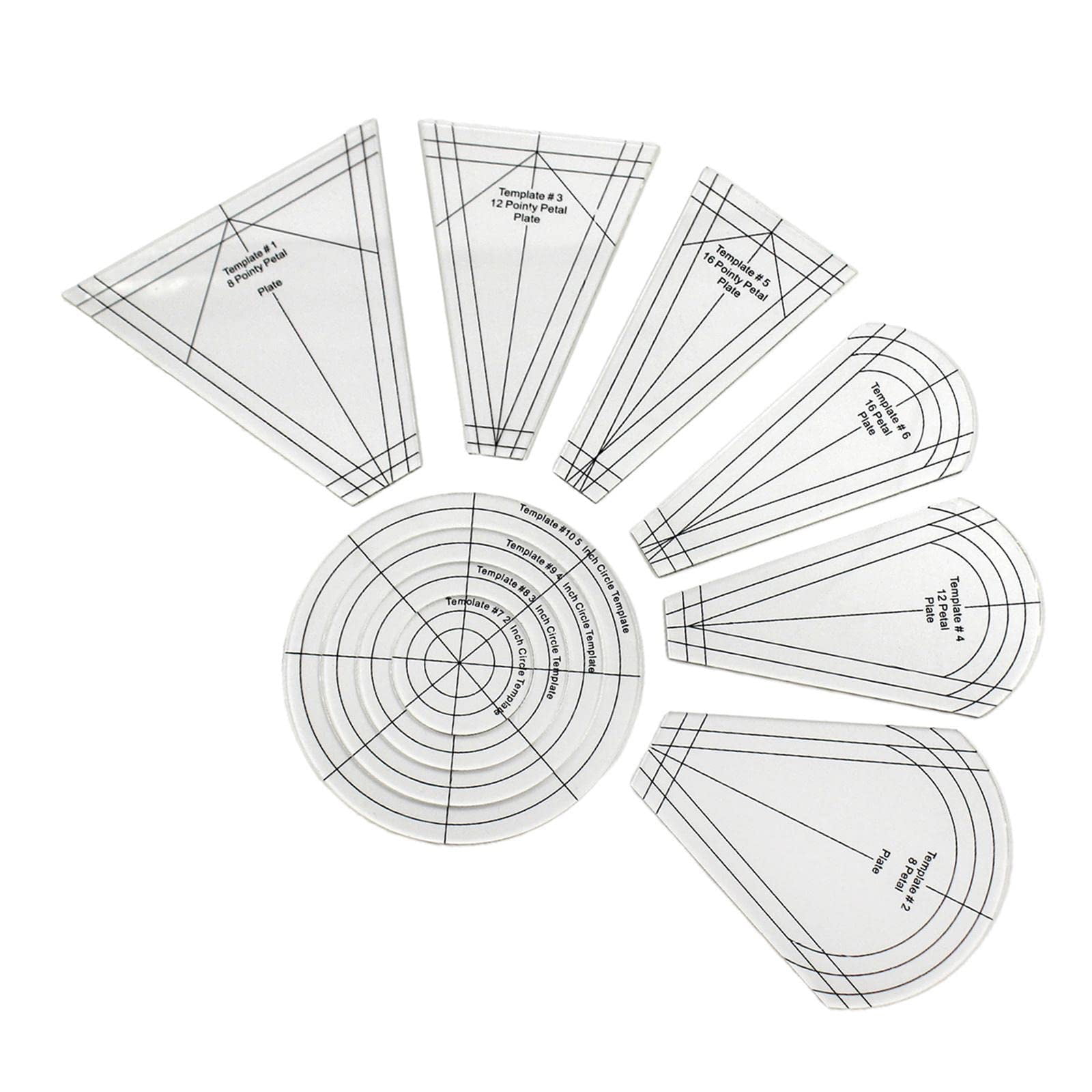 10 Pcs/Set Regular Plate Templates Quilting Ruler Acrylic Clear ...