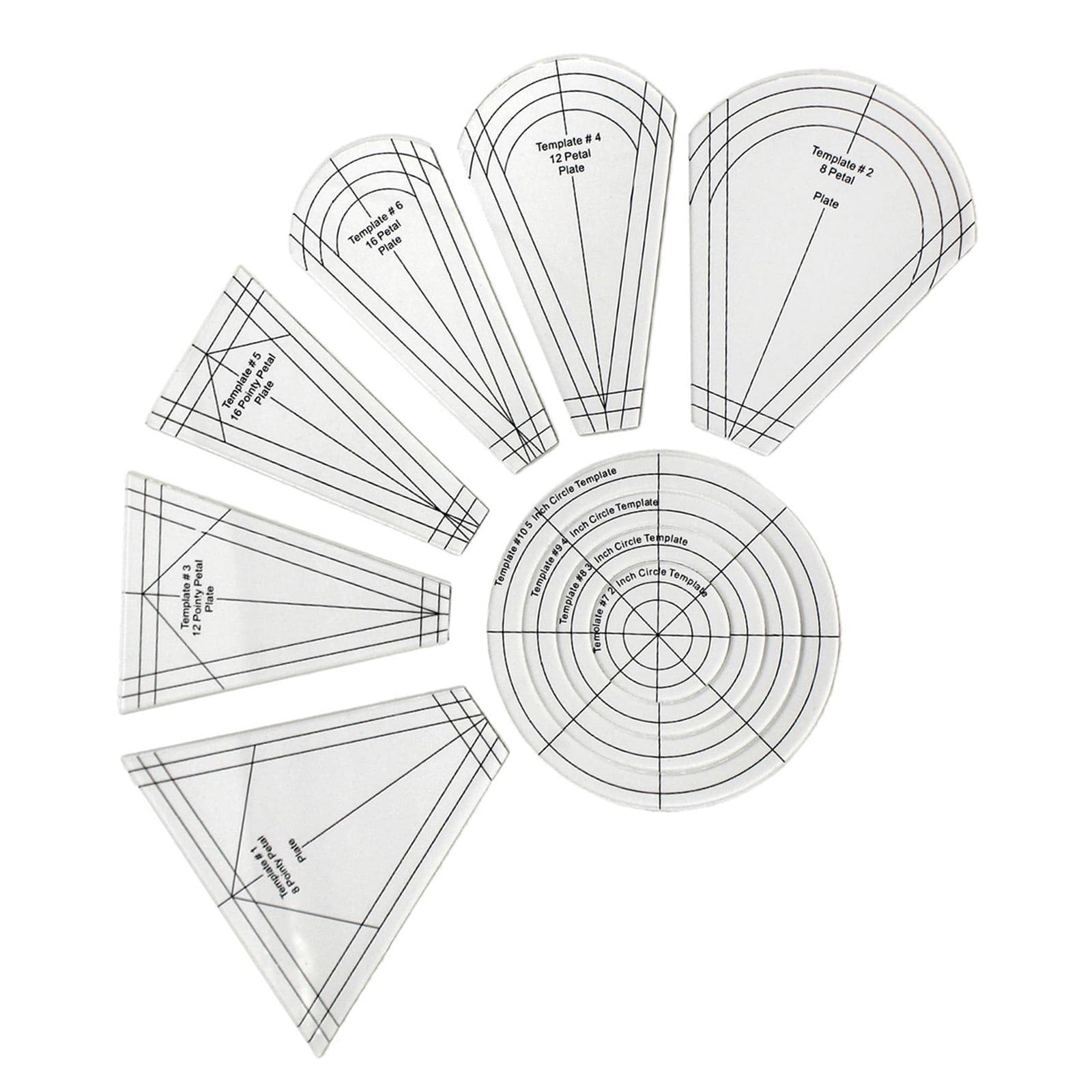 10 Pcs/Set Regular Plate Templates Quilting Ruler Sewing Patchwork ...