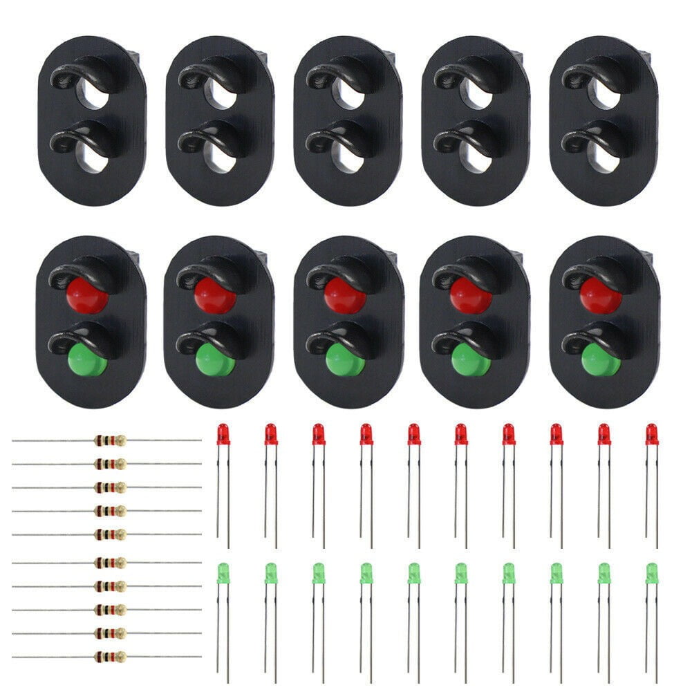 10 Pcs Signal Heads with 3mm LEDs for Railway Model Train HO OO Scale ...