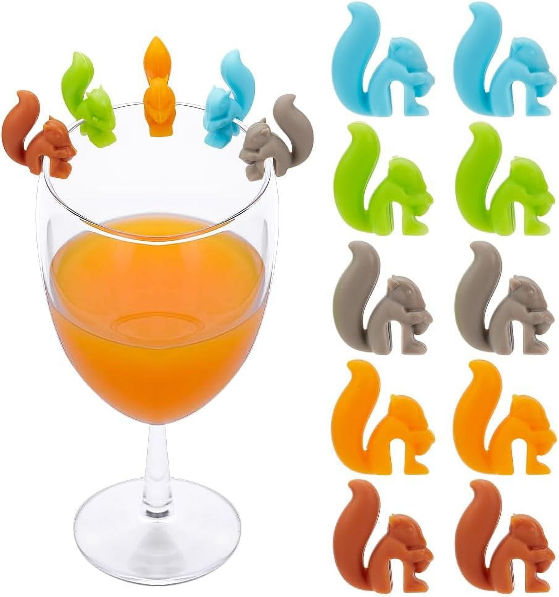 10 Pcs Silicone Drink Markers 5 Colors Squirrel Wine Glass Charms ...