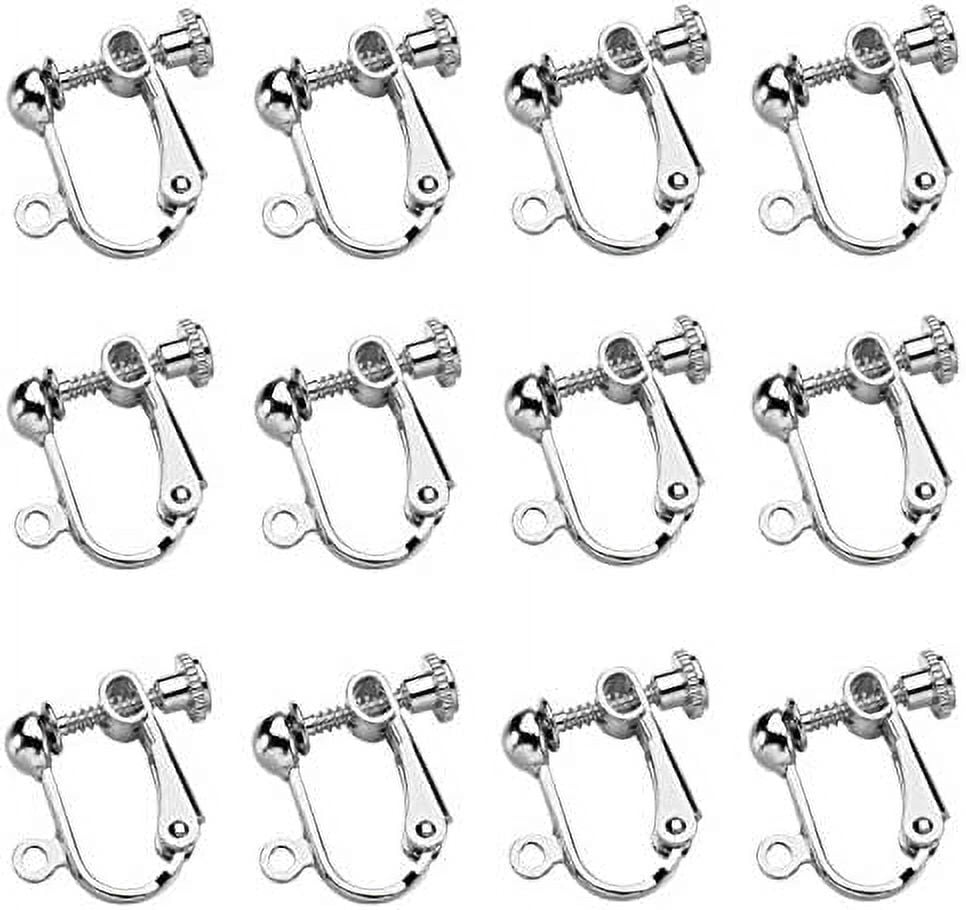 10 Pcs Silver Plated Clip-on Earring Converter with Screw Adjustment ...