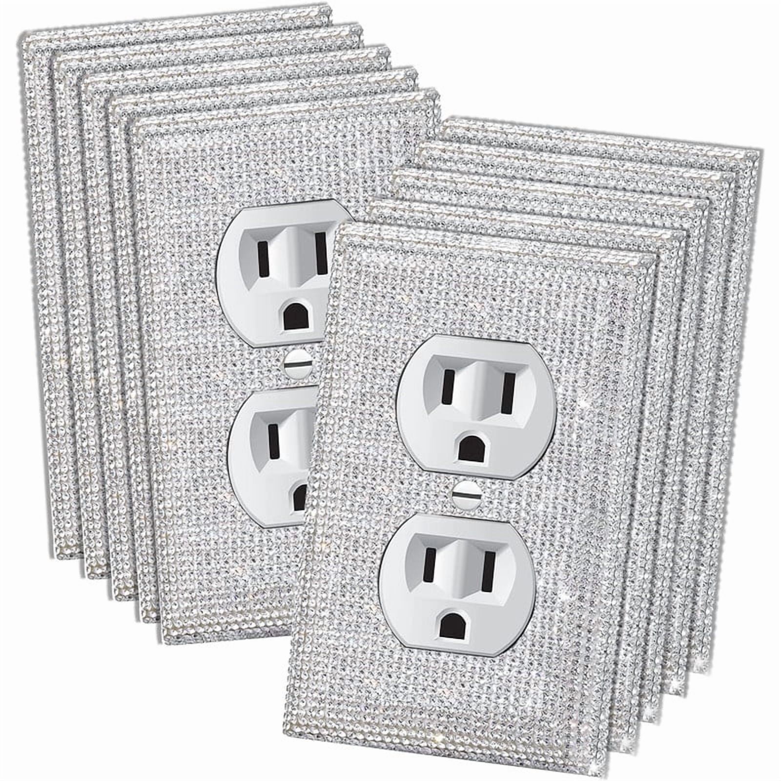 10 Pcs Silver Shiny Silver Rhinestones Outlet Covers Wall Plate 1 Gang ...
