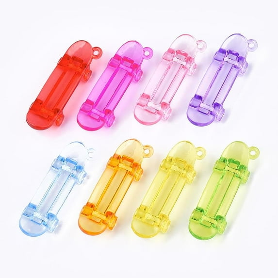 10 Pcs Skateboard Charms Pendant Transparent Acrylic Big Pendants ...