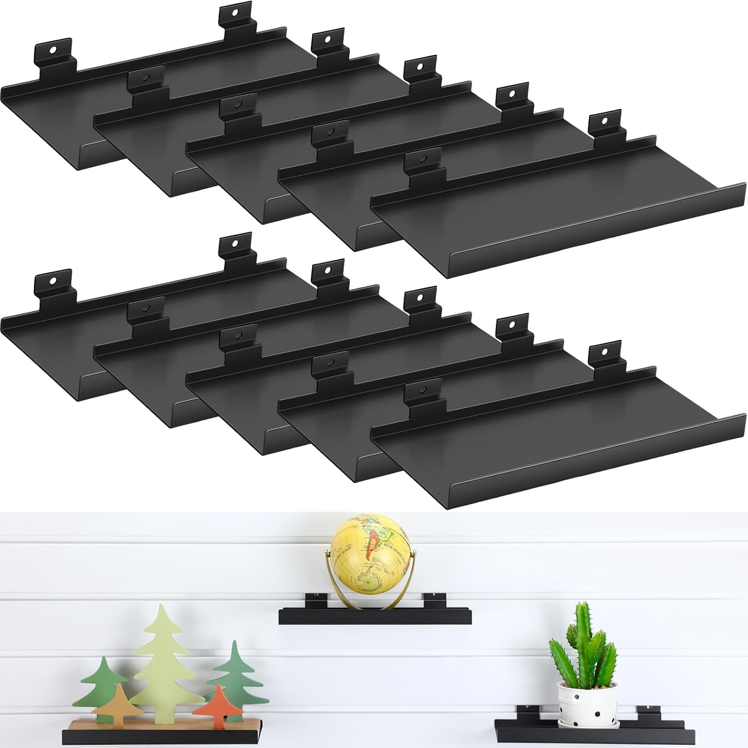10 Pcs Slatwall Shelves, 10x4.3 Inch Metal Slatwall Shelf Accessories ...