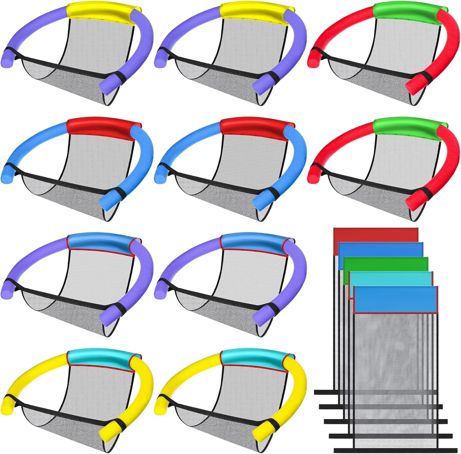 10 Pcs Sling Mesh Chairs Mesh Floating Chairs for Swimming Pool Noodle ...