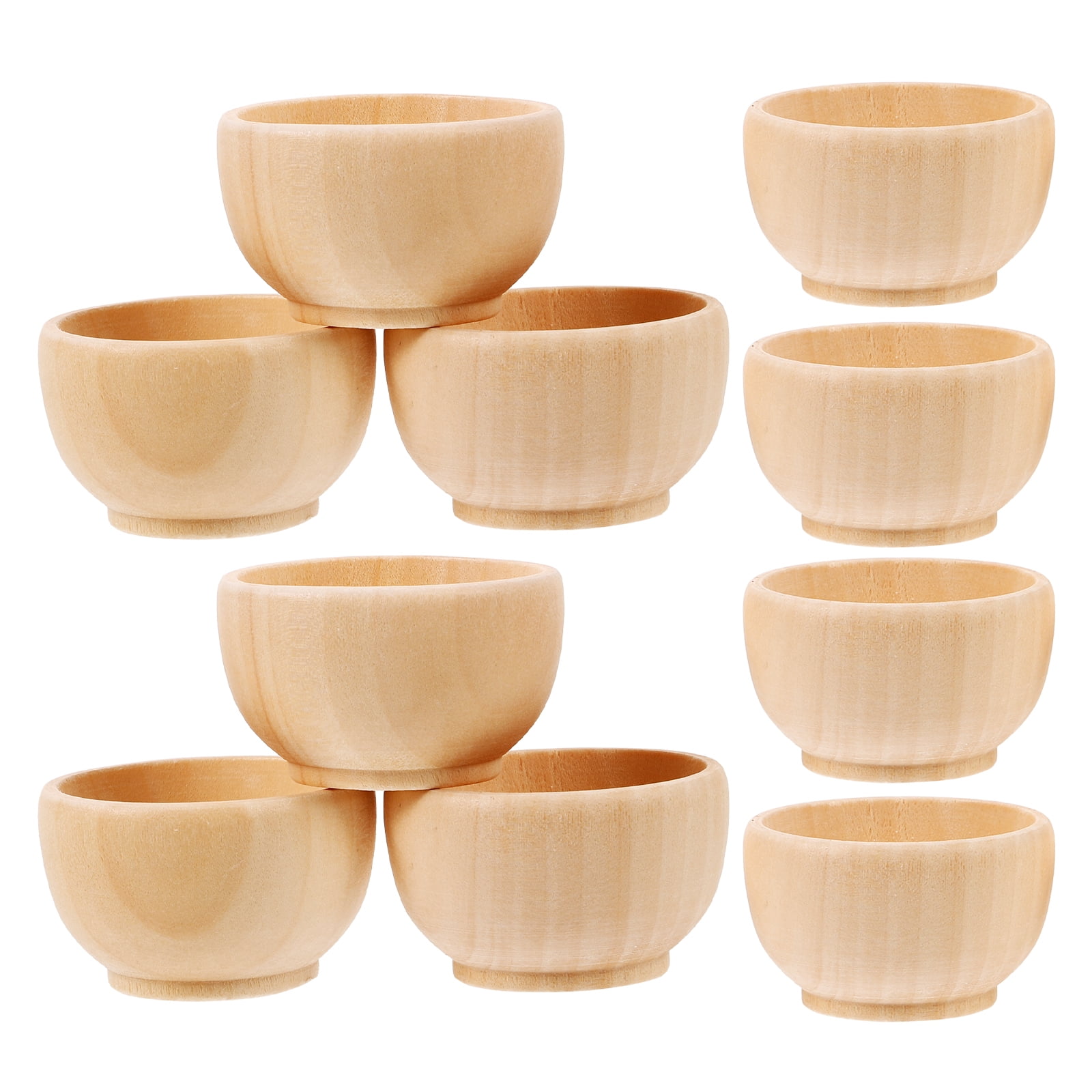 10pcs Wooden Craft Bowls Unfinished Unpainted Wood Crafts - Walmart.com