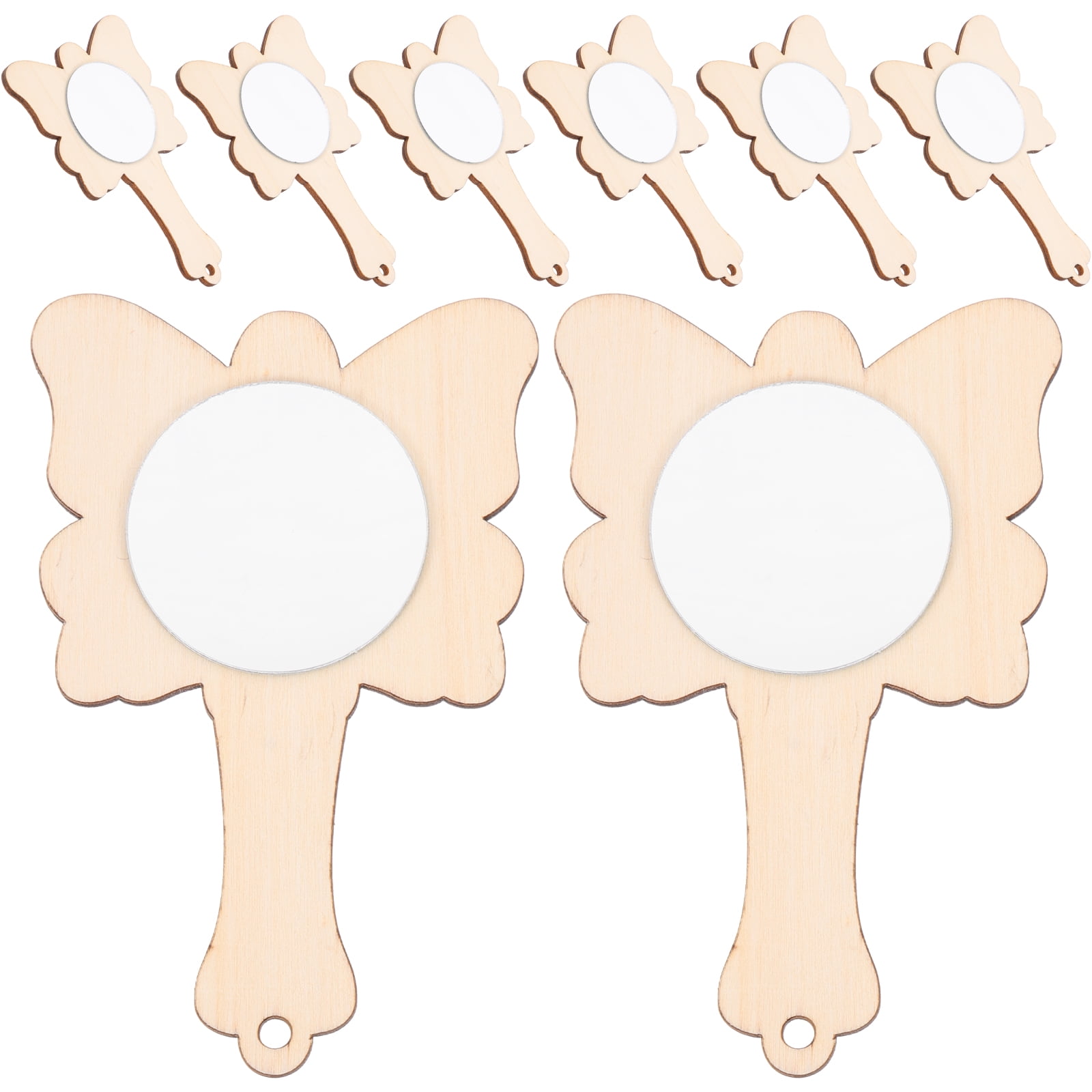 10 Pcs Small Wooden Mirror Mirrors Craft Supply Wood Mirror Toy DIY ...