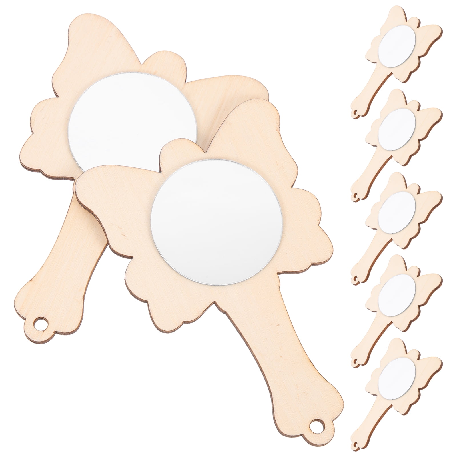 10 Pcs Small Wooden Mirror Unfinished Mini Crafts for Kids Acrylic ...