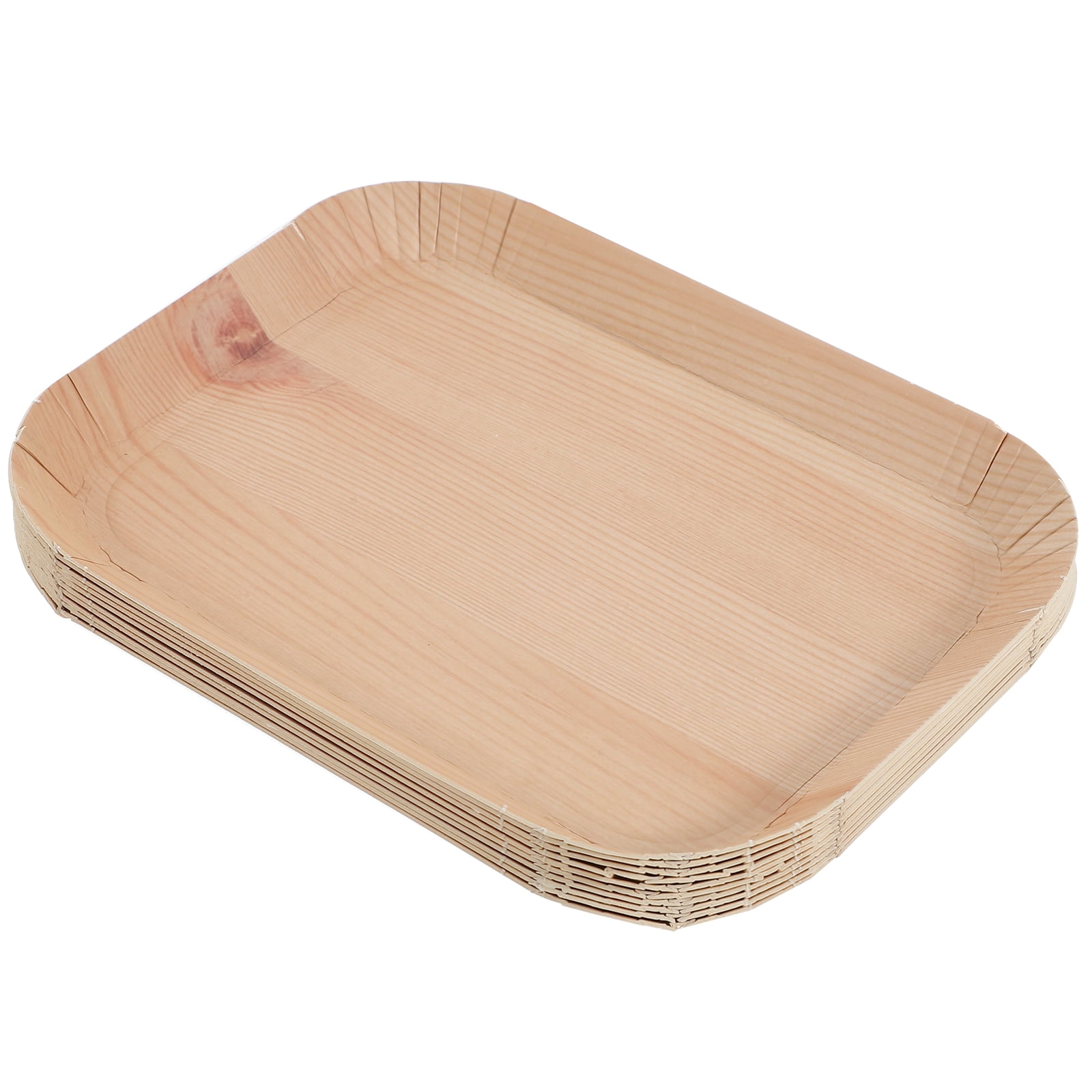 10 Pcs Snack Wood Grain Paper Plate Plates Food Tray Sashimi Bowl ...