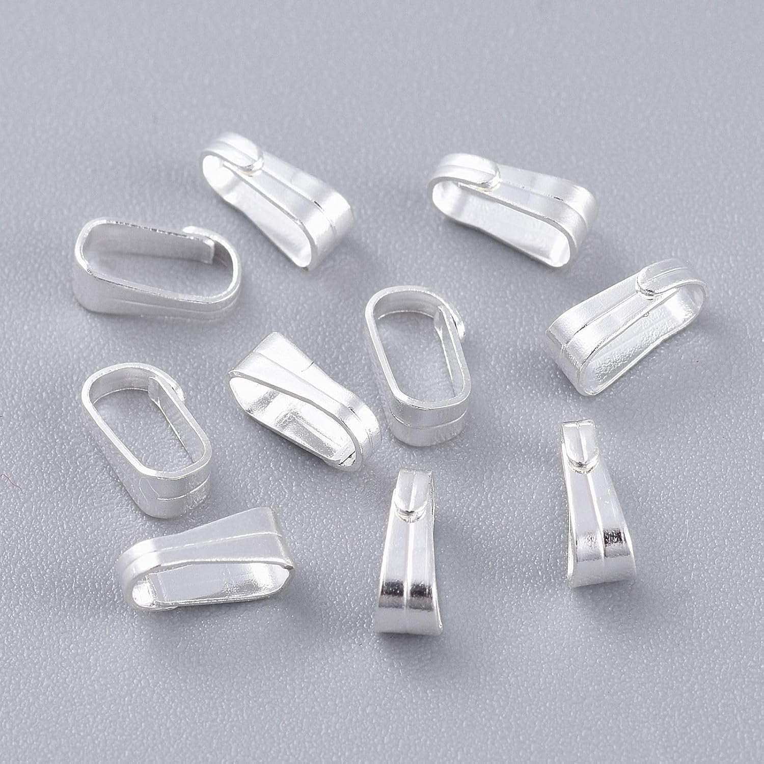10 Pcs Snap on Bails 304 Stainless Steel Hook Pendant Clasps Pinch ...