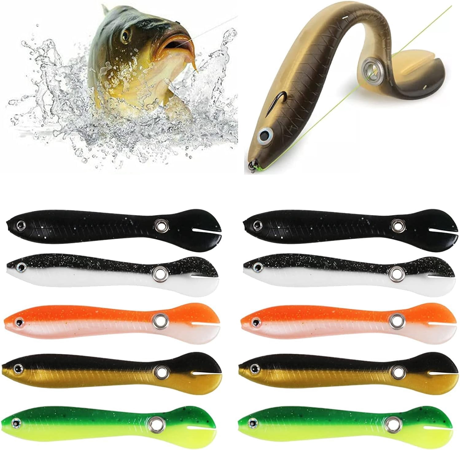 10 Pcs Soft-Bionic-Fishing-Lure, bass-Lures, Trout-Lures, top-Water ...