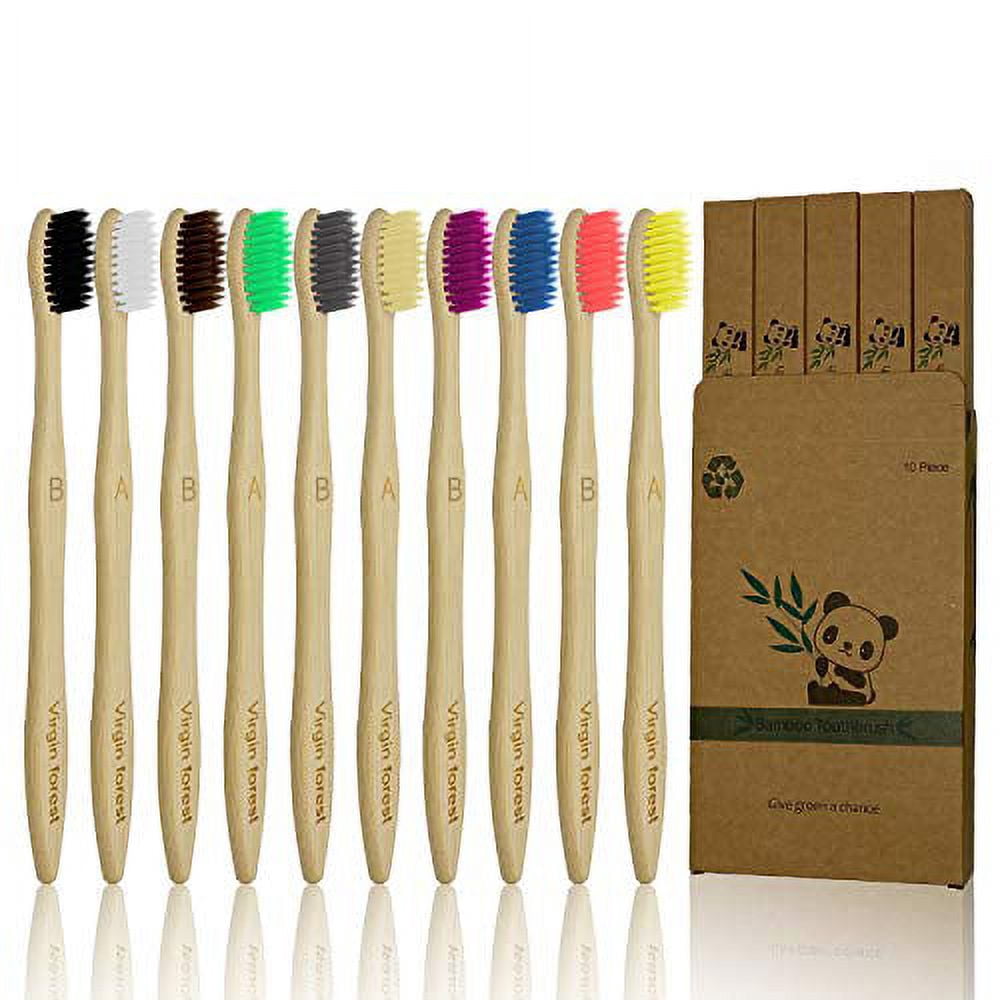 10 Pcs Soft Bristles Bamboo Toothbrush, Biodegradable Natural Bamboo ...