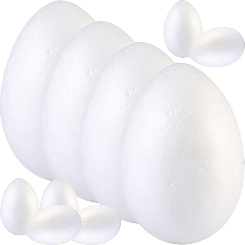 10 Pcs Solid Foam Egg Easter Craft Shapes Polystyrene Fake Eggs White ...