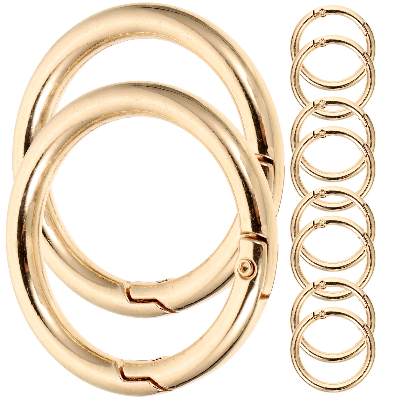 10 Pcs Split Spring Buckle Key Rings Flat Keychains Vintage Carabiner ...