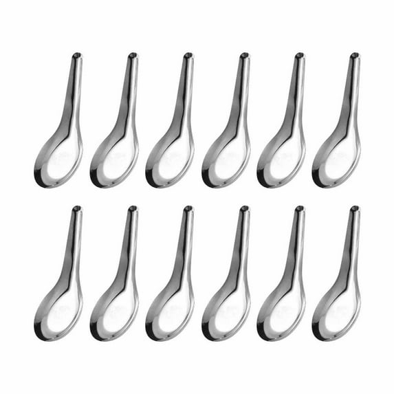 10 Pcs Spoon Tableware Soup Rice Tableware Flat SpoonFlat Spoon Chinese ...
