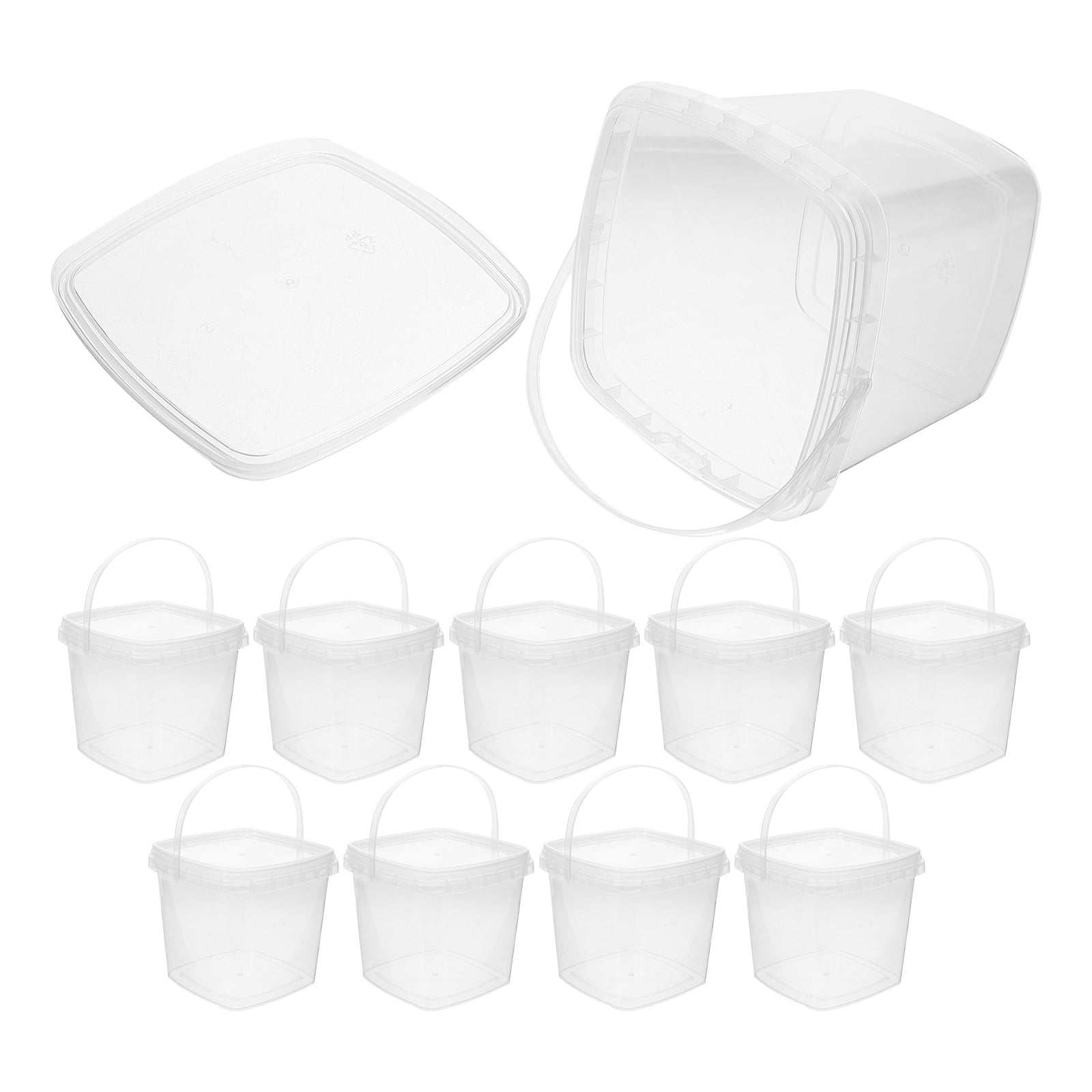 10 Pcs Square Bucket with Lid Buckets Ice Cream Container for Freezer ...