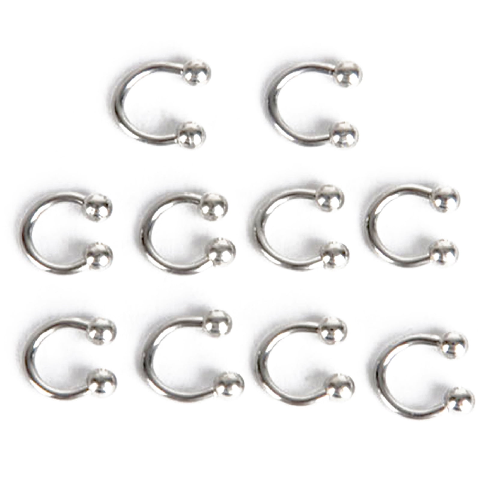 10 Pcs Stainless Steel Horseshoe Bar Lip Nose Septum Ear Ring Stud Body ...
