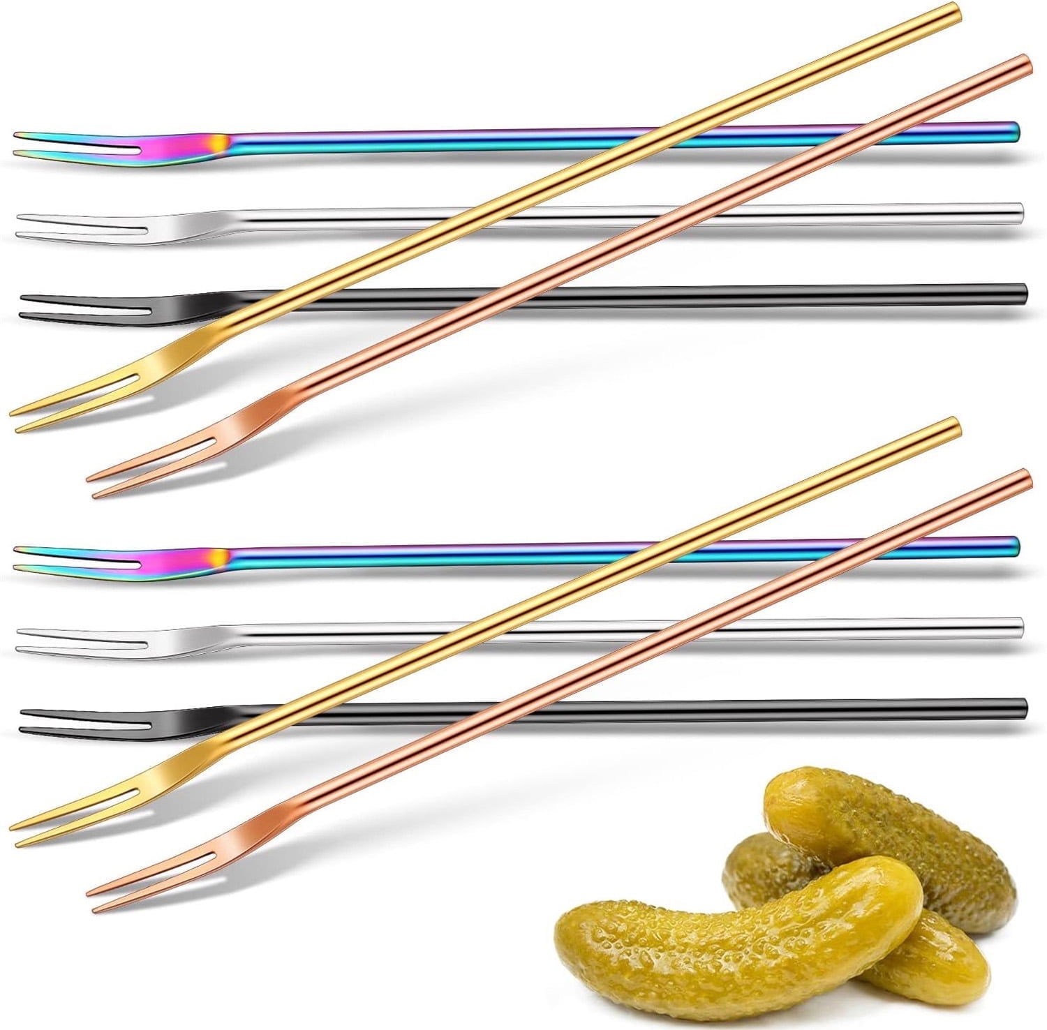 10 Pcs Stainless Steel Pickle Fork, 8.66 Inches Long Handle Olive Fork ...