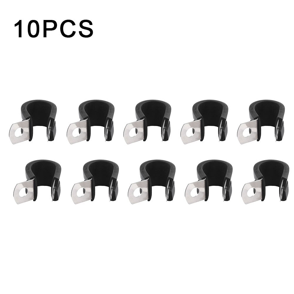 10 Pcs Stainless Steel Rubber Lined P Hose Pipe Clamps Cable Mounting ...