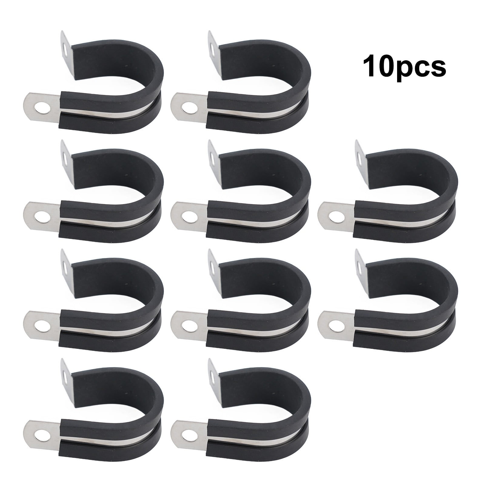 10 Pcs Stainless Steel Rubber Lined P Hose Pipe Clamps Cable Mounting ...