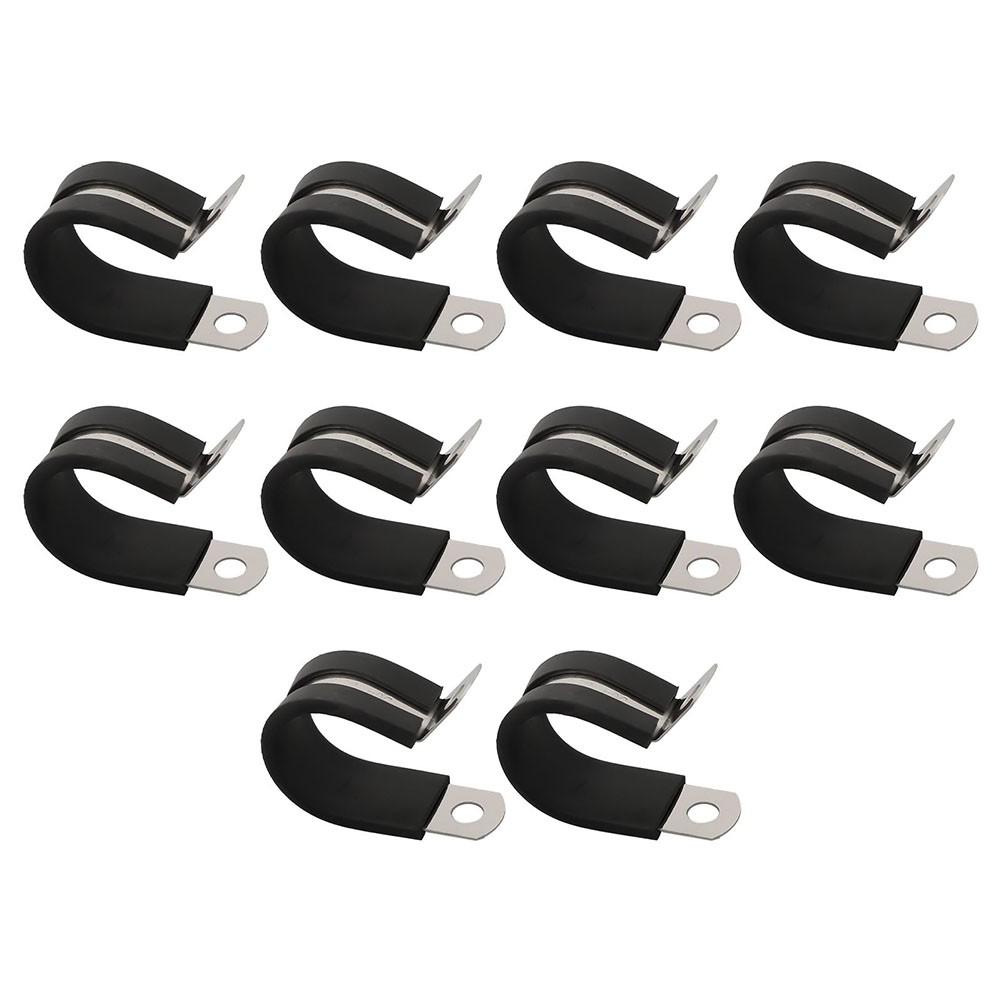 10 Pcs Stainless Steel Rubber Lined P Hose Pipe Clamps Cable Mounting ...