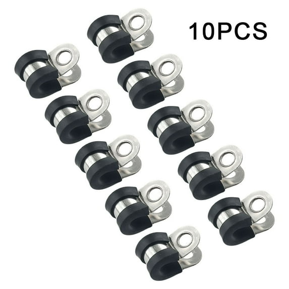 10 Pcs Stainless Steel Rubber Lined P Hose Pipe Clamps Cable Mounting ...