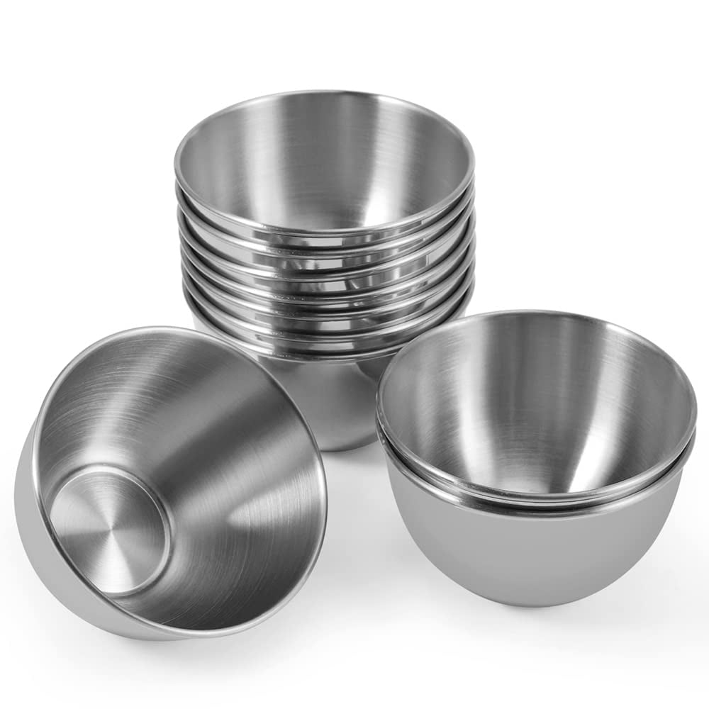 10 Pcs Stainless Steel Sauce Dishes MODANU 5oz/150ml Round Seasoning ...