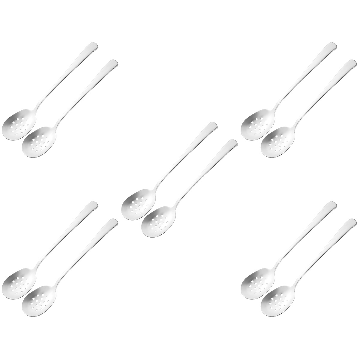 10 Pcs Stainless Steel Small Dining Drain Spoon Flatware Filter ...