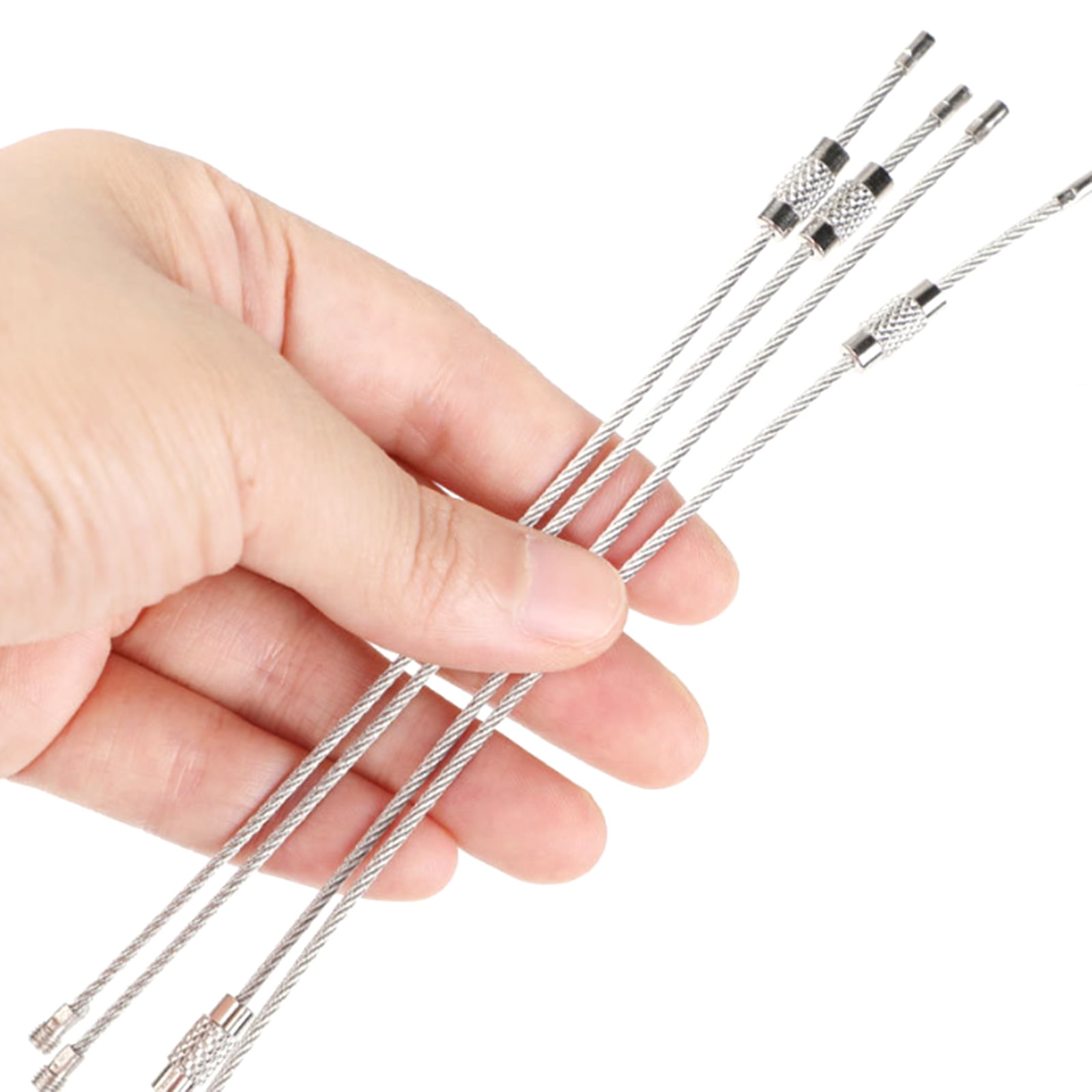 10 Pcs Stainless Steel Wire Keychains Cables Large Key Rings Wire ...