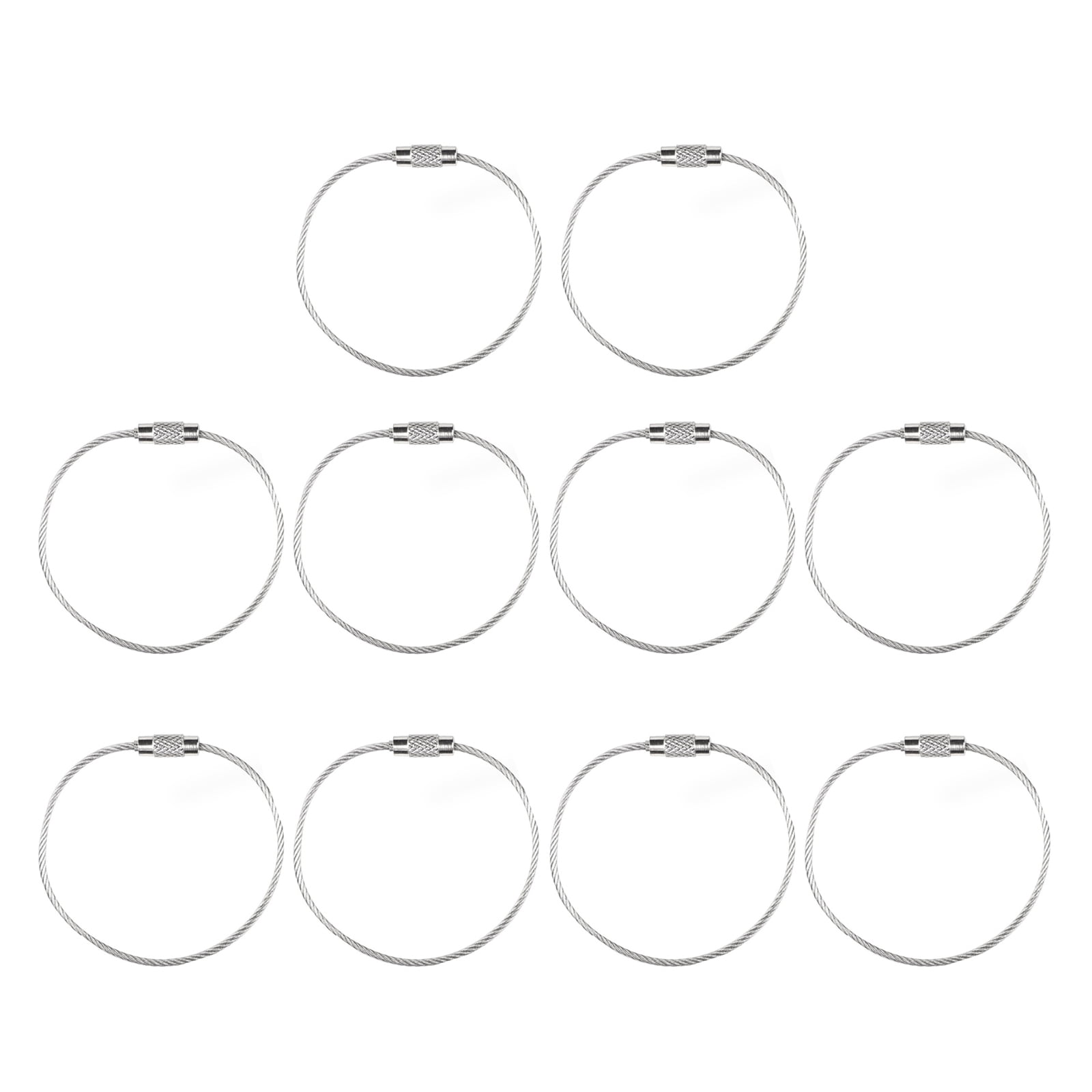 10 Pcs Stainless Steel Wire Keychains Cables Rustproof Luggage Label ...