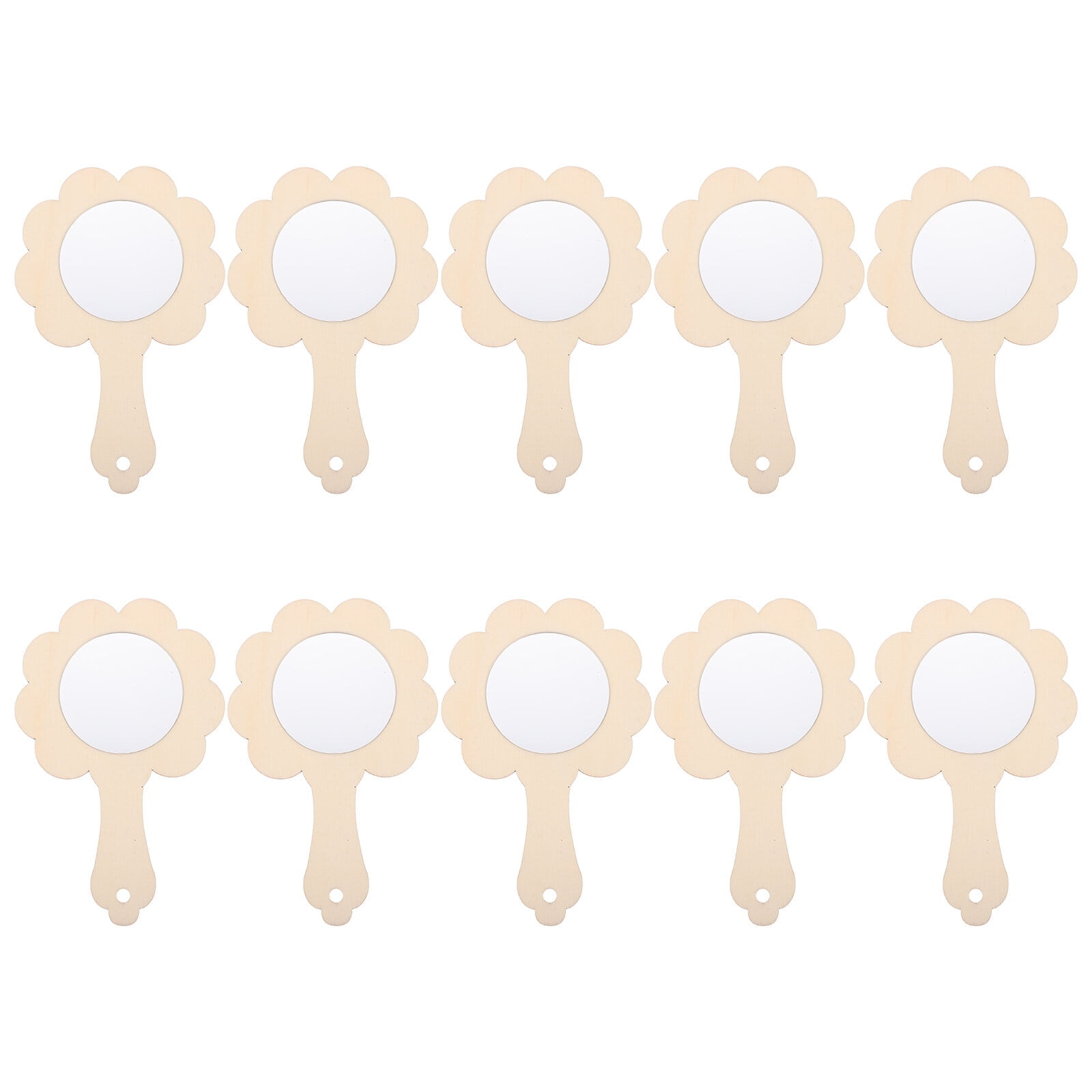 10 Pcs Stand Small Wooden Mirror Adorable Hand Mirrors Woman Travel ...