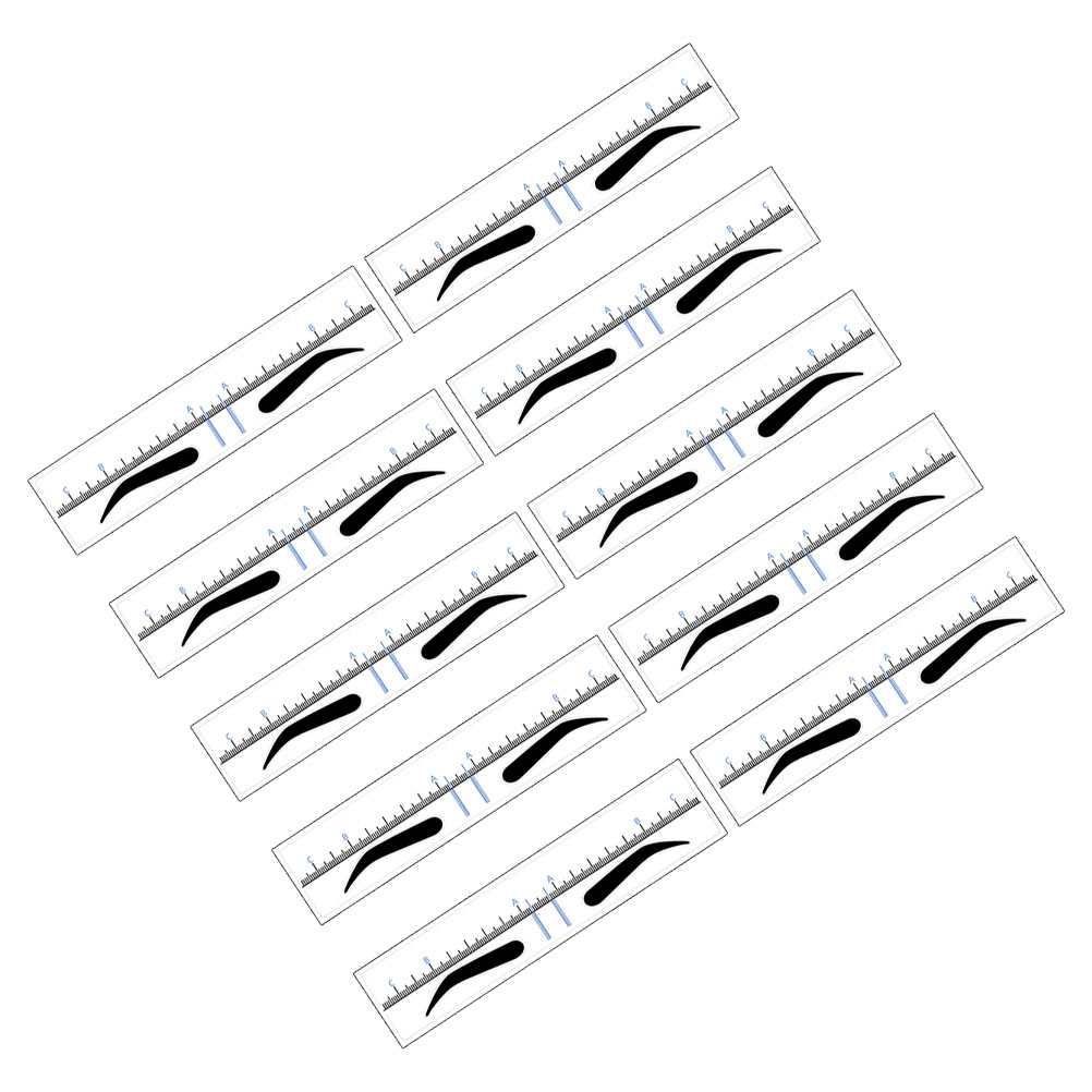 10 Pcs Stickers Eyebrow Measuring Tool Transparent Ruler Template Shape ...