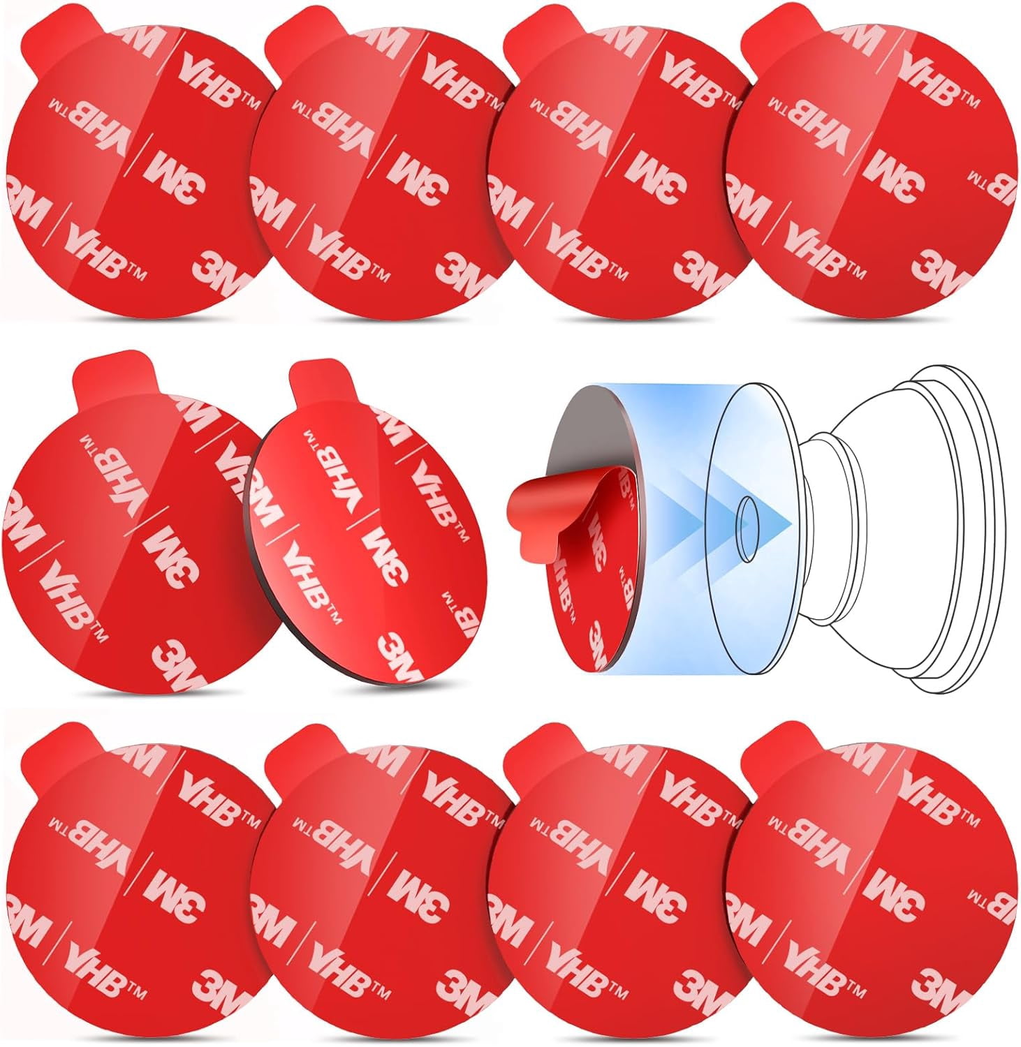 10 Pcs Sticky Pads for Pops Socket Base: 1.38" Round Strong Adhesive ...