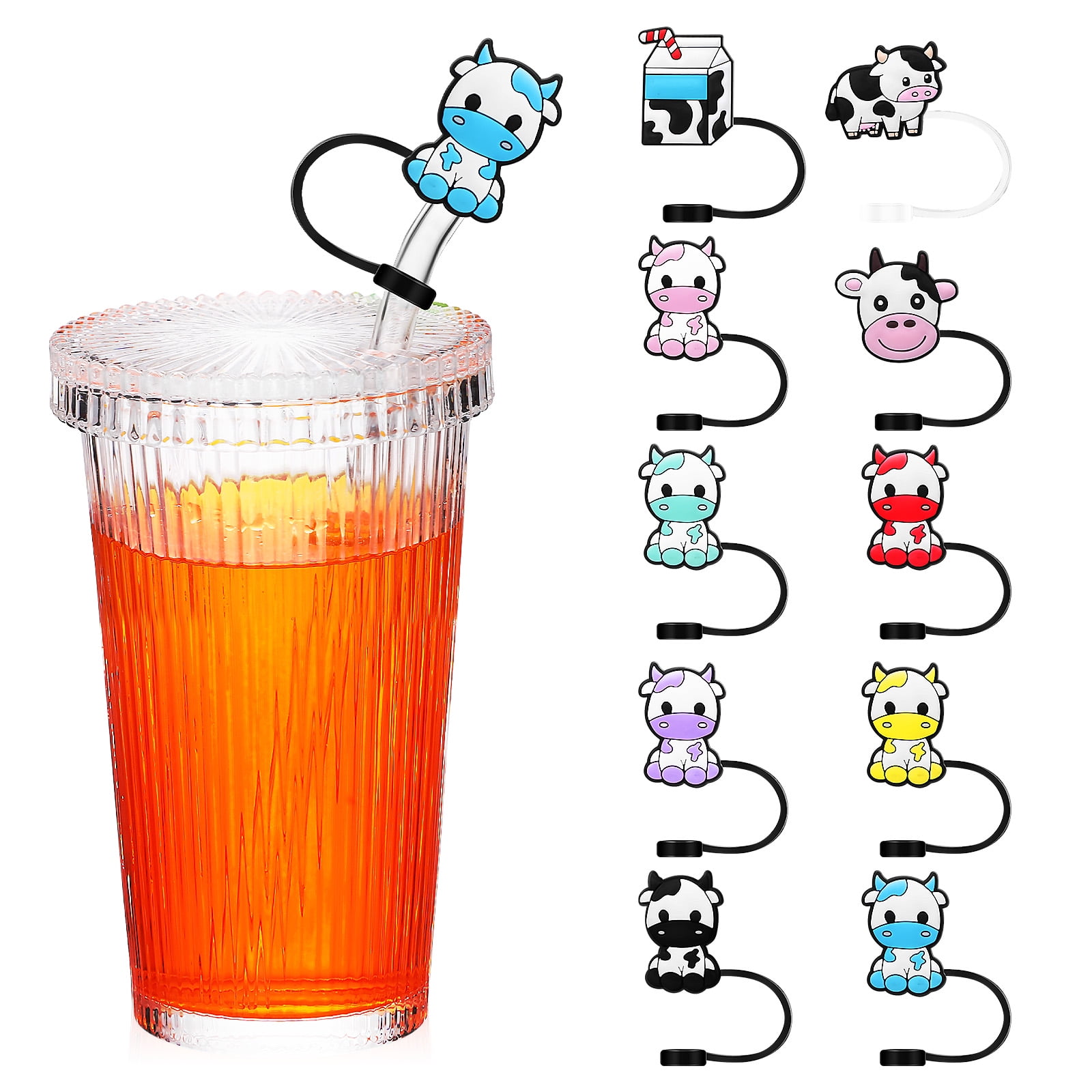 10 Pcs Straw Stoppers Silicone Straw Covers Cow Straw Covers Drinking ...