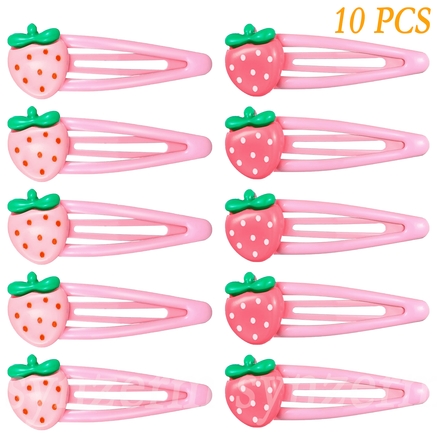 10 Pcs Strawberry Hair Clip, Pink Metal Snap Fruit Barrettes Little ...