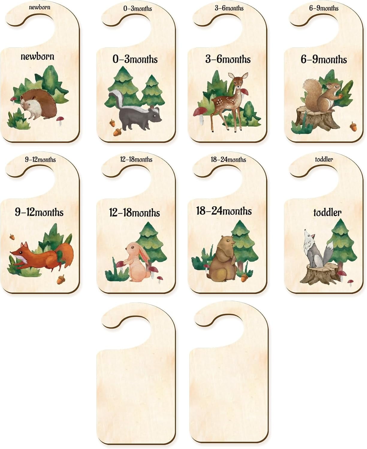 10 Pcs 10 Styles Animal Clothing Rack Dividers Newborn Wooden Closet ...